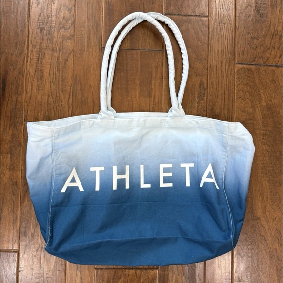 Athleta | Bags | Athleta Tote Bag Gym Blue Ombre Large Canvas Shopping ...
